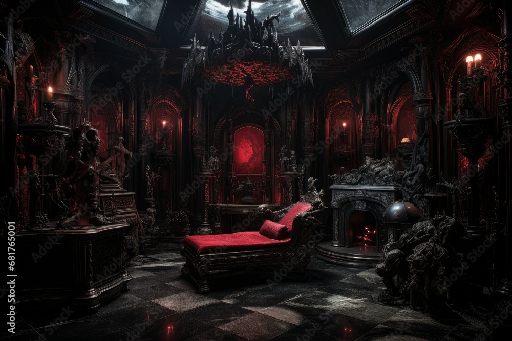 Gothic vampire room. Medieval house. Generate Ai Stock Illustration ...
