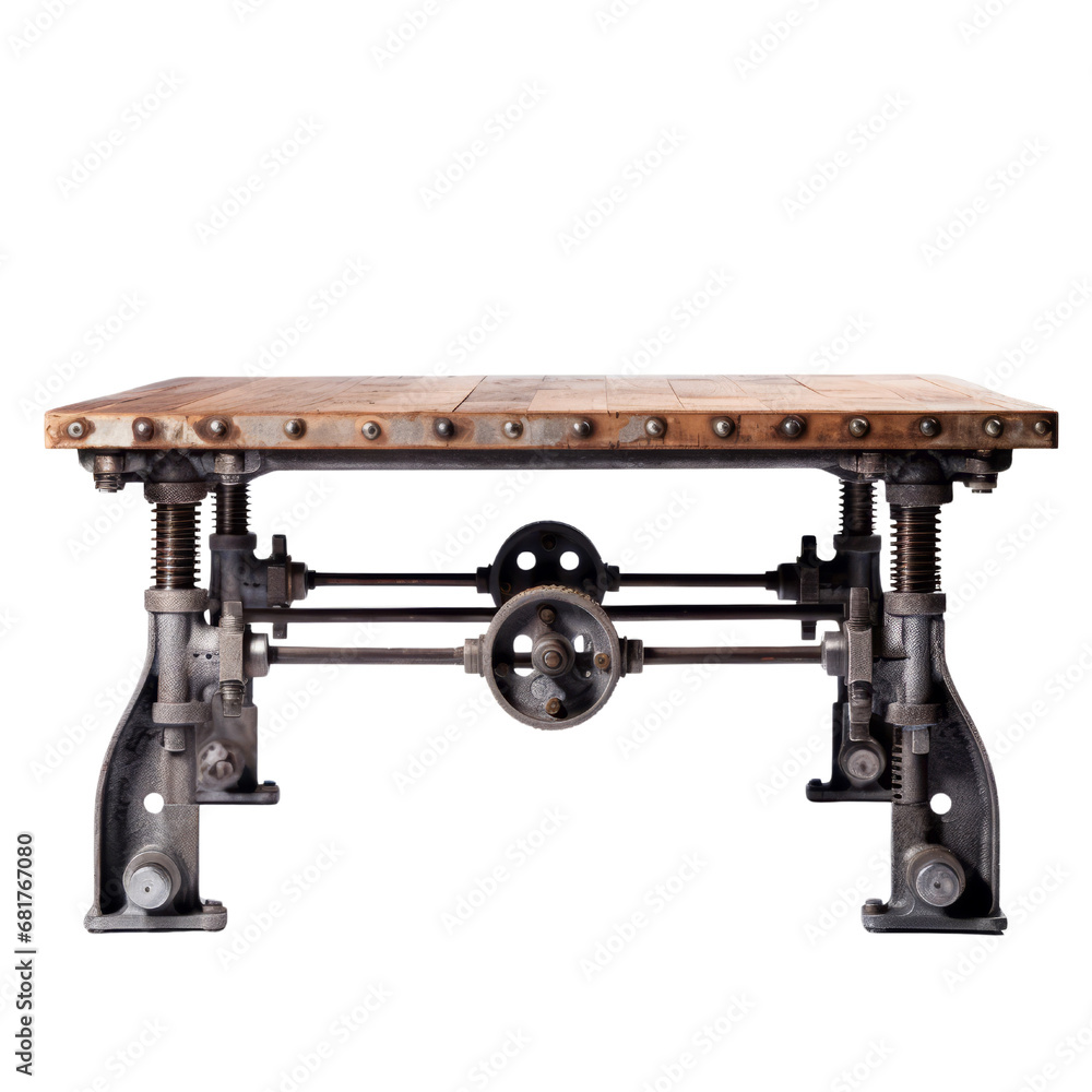 Industrial-style adjustable coffee table with a wooden top and metal ...