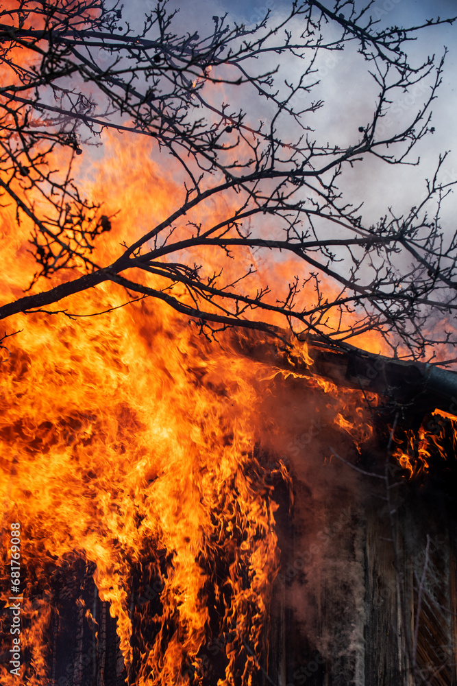 Blaze fire flame home. House fire. Burning building. Open flames. Burning house. Single family ...