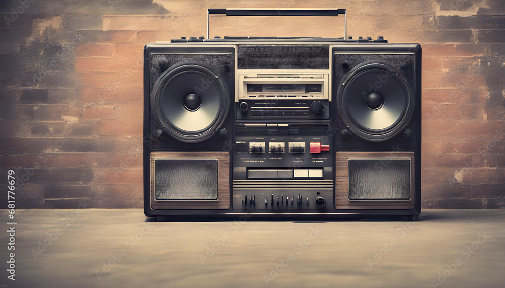 Retro old school design ghetto blaster boombox stereo radio cassette ...