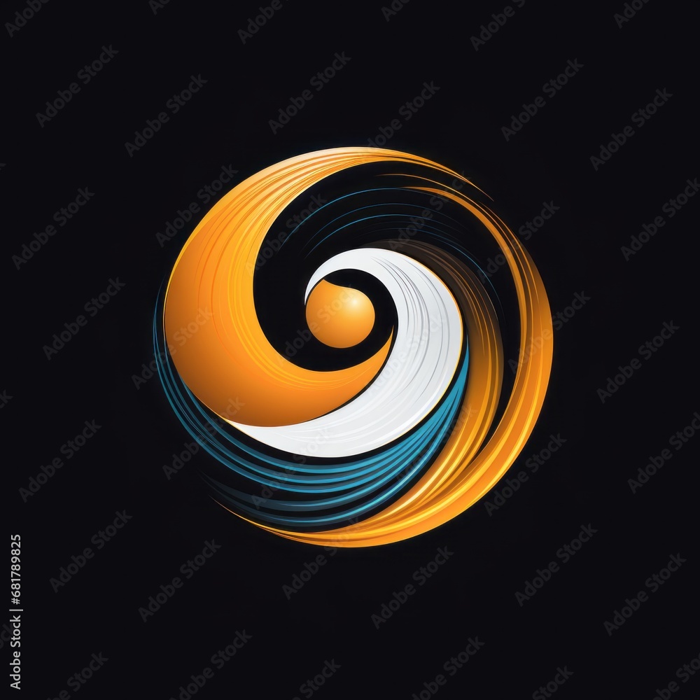 The yin yang and enso symbols are highlighted in a high-contrast logo ...