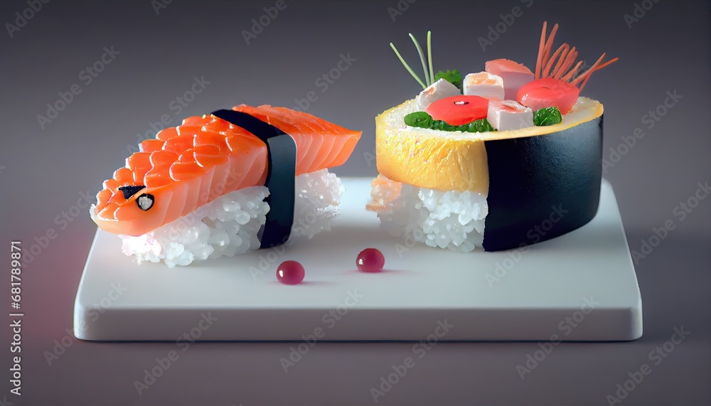 Japanese cuisine sushi graphic symbol eatery label design signs cartoon ...