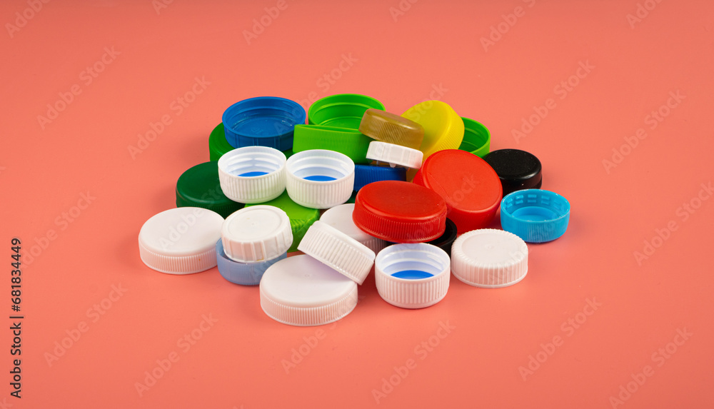 Plastic Bottle Caps Pile. Recycling HDPE Material Group, Circle ...