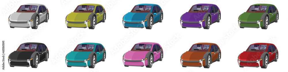 Vector or Illustrator of perspective cars colorful collection. Colorful ...