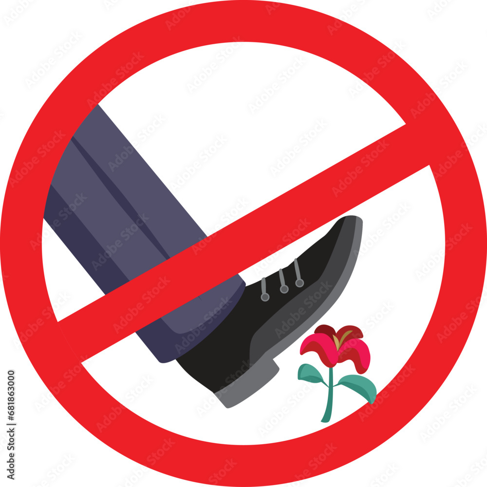Do Not Step on Flowers Vector Warning Icon Sign. Warning pictogram ...