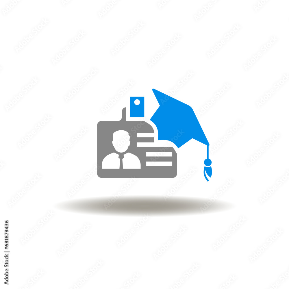 Vector illustration of personal id card with graduation cap. Icon of ...