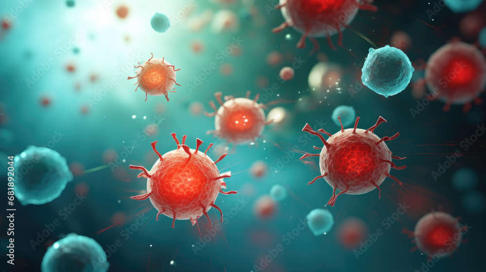 illustration of immune cells fighting germs in the human body created ...