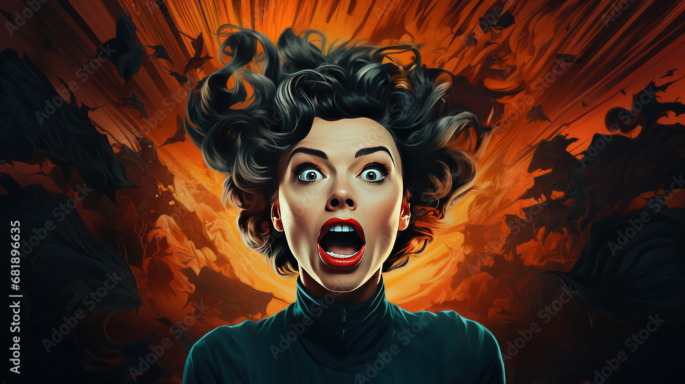 "Scream of the Inferno" An electrifying portrait of a woman screaming ...