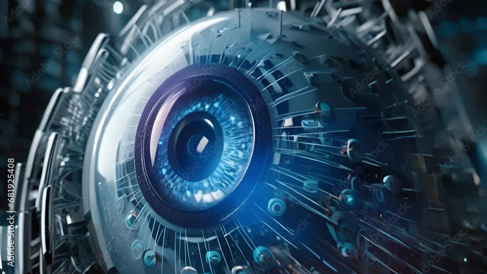 A robotic eye with AIpowered technology watching over a network of ...