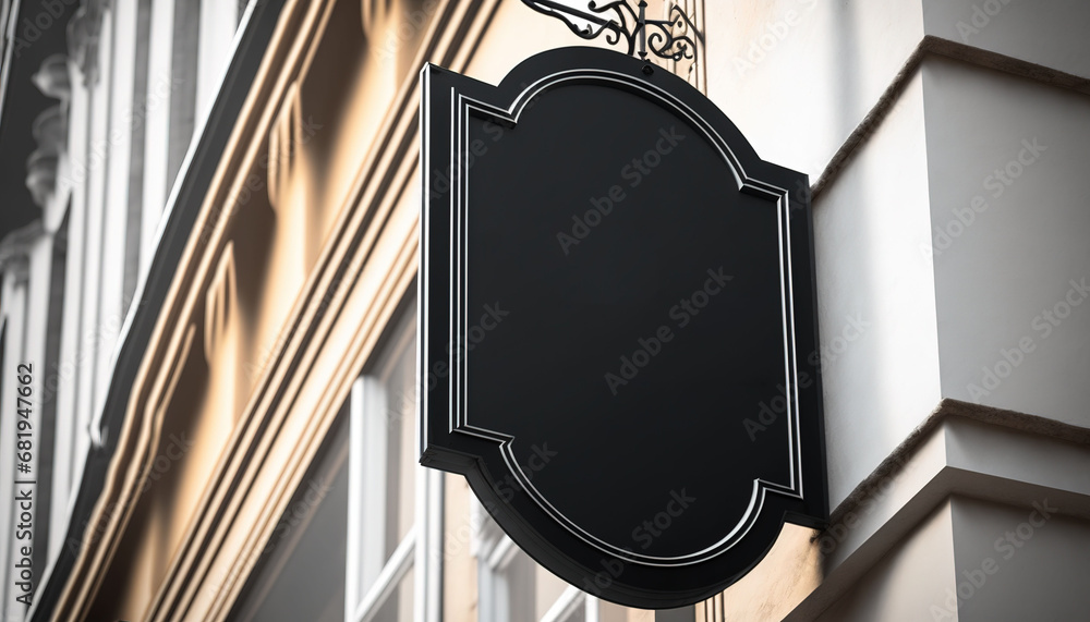 Classic style blank hanging company wall signboard mockup add business ...