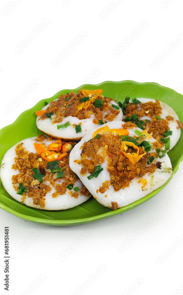 street food from Indonesia, Serabi oncom. Serabi is shaped like a ...