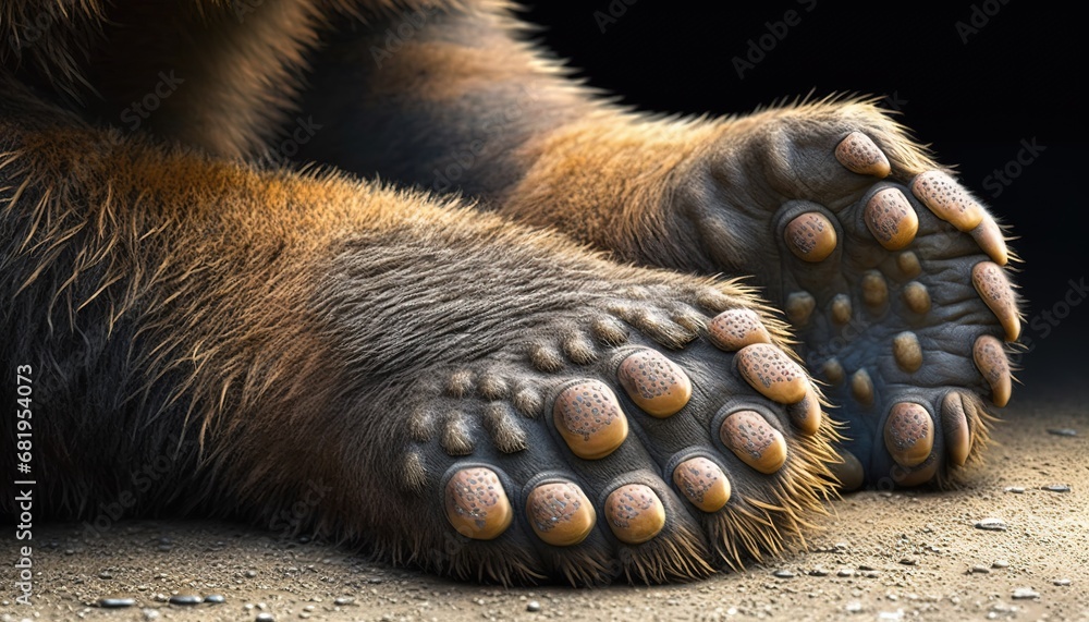 Bear feet wildlife grizzly foot claw paw animal closeup lying brown ...