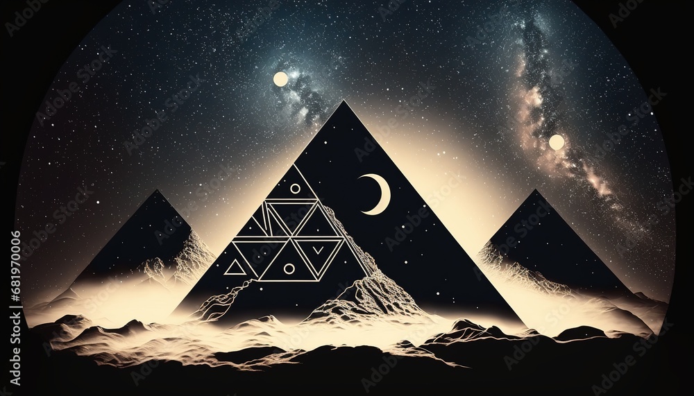 pyramids galaxy illustration spiritual mystic design pyramid egyptian ...