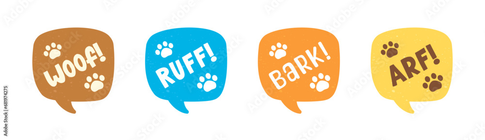 Dog bark animal sound effect text in a speech bubble balloon clipart ...