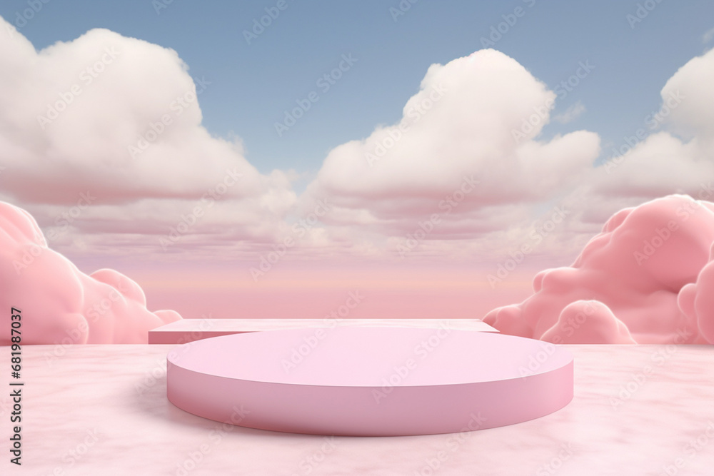 The 3d rendering landscape model of a pink sandbox with a circle ...