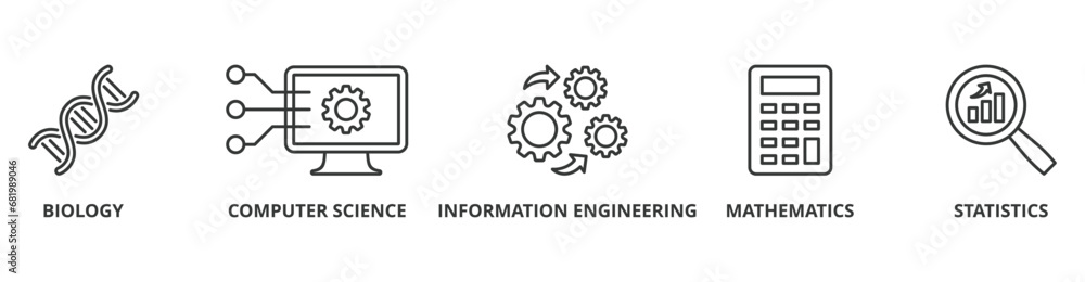 Bioinformatics banner web icon vector illustration concept with icon of ...
