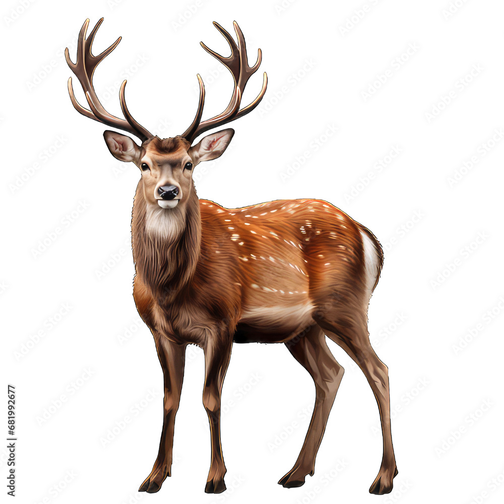 Red deer stag in front of a on transparent background Stock ...
