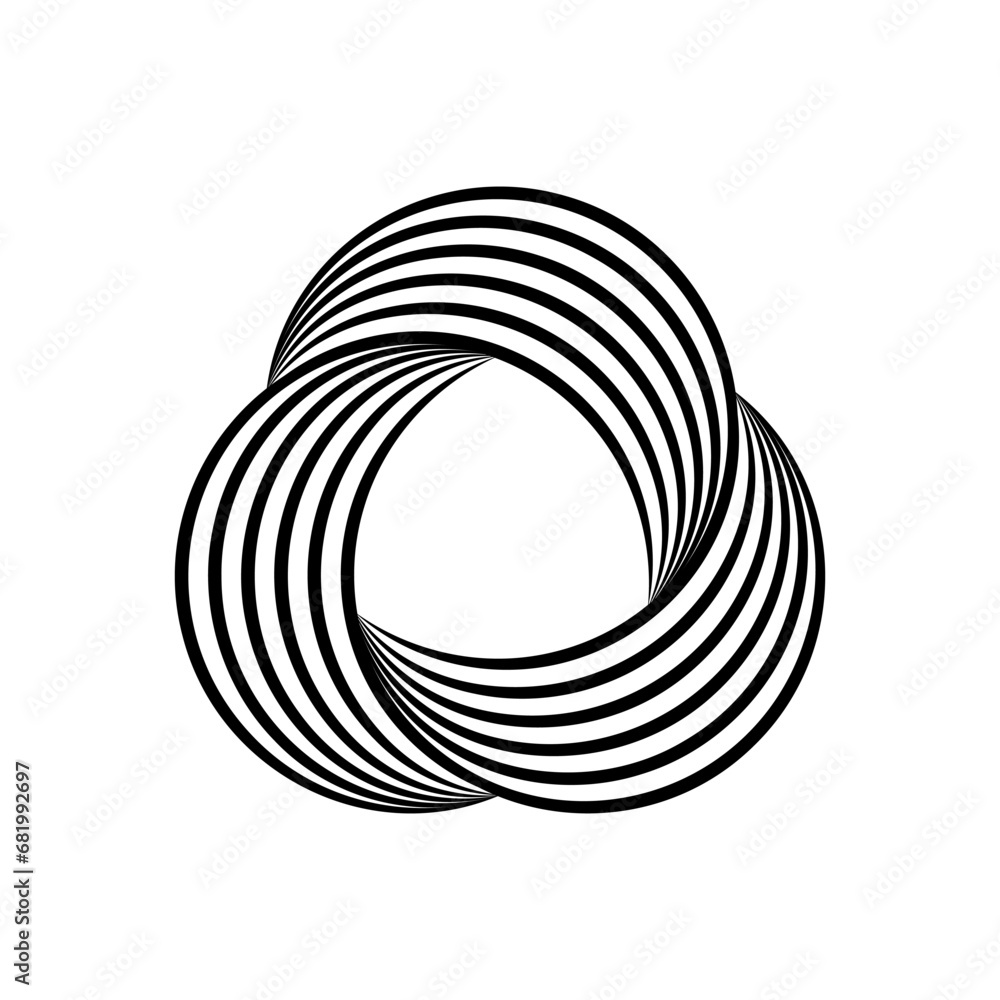 Impossible symbol. Rounded triangle linear shape. Infinite trinity sign ...