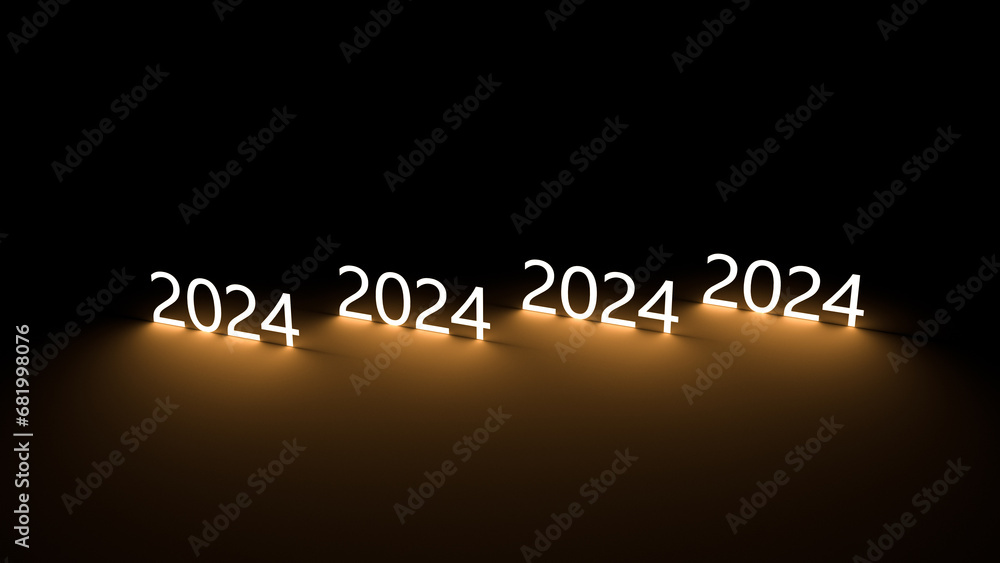 2024 number glowing, abstract concept 2024, banner. 3D render Stock ...