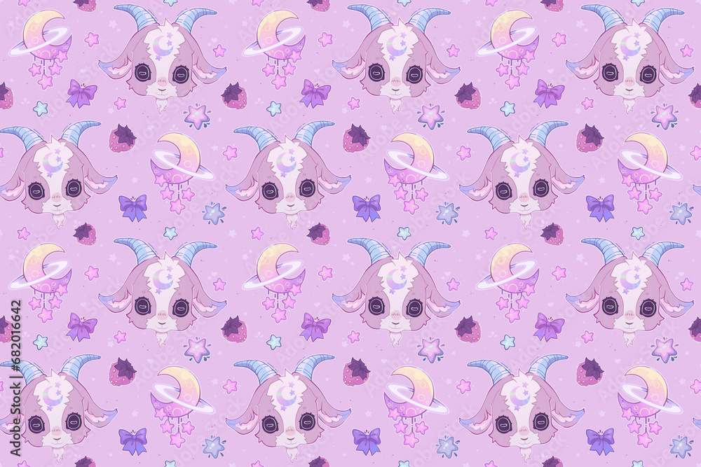 Cute pattern with baphomet and magic items Stock Illustration | Adobe Stock