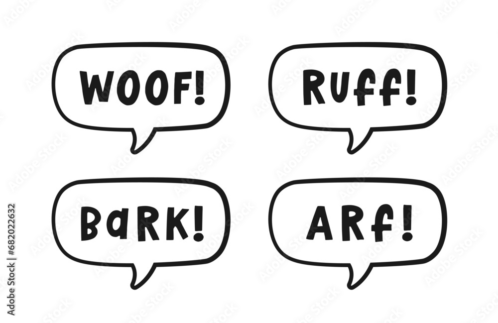 Dog bark animal sound effect text in a speech bubble sound balloon ...