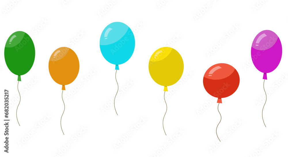 Balloons in cartoon flat style isolated set on white background. Bunch ...