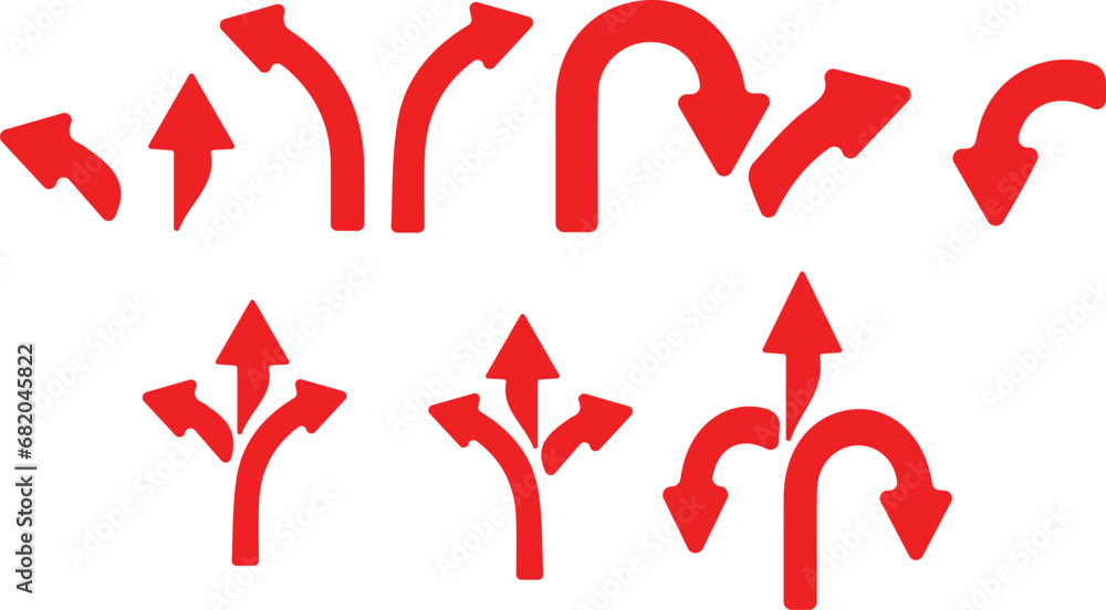 red arrow set. all direction arrow vector set. arrow icon isolated on ...