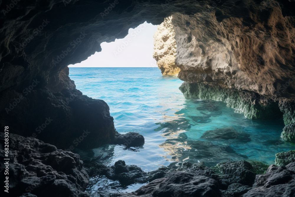 Foto de human with sea cave is depicted with a mystical ambiance ...