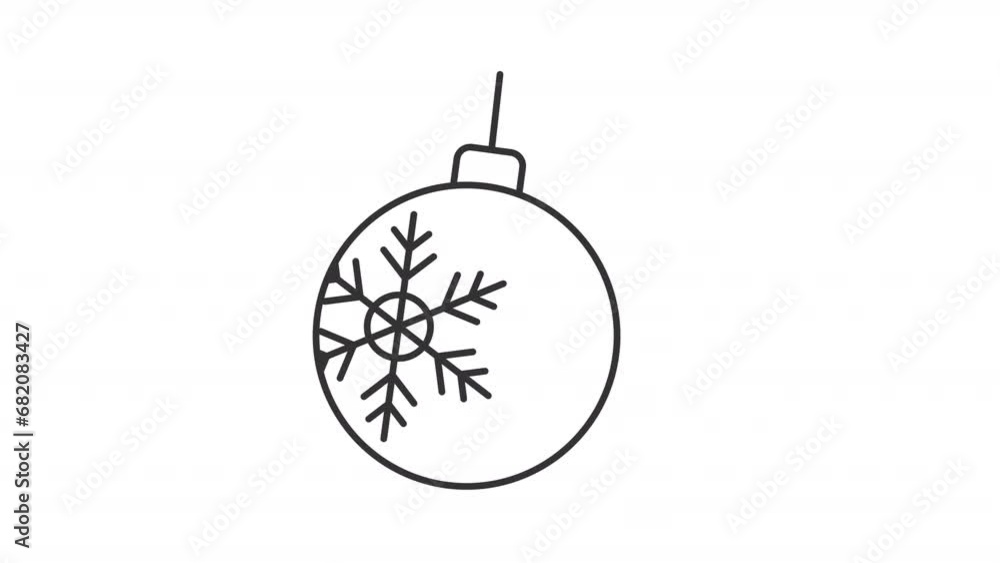 Animated christmas decorations icons. Winter holiday symbols line ...