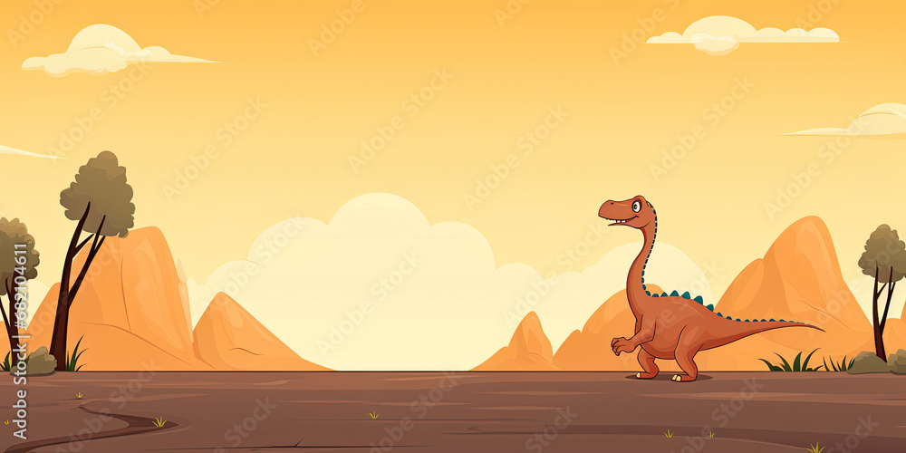 Cartoon dinosaur background illustration childrens dino backdrop ...