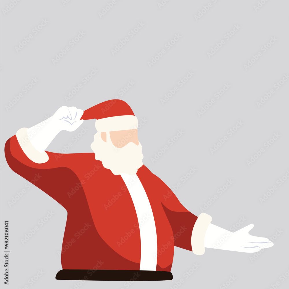 flat cartoon vector, colorful and festive illustration, santa claus ...
