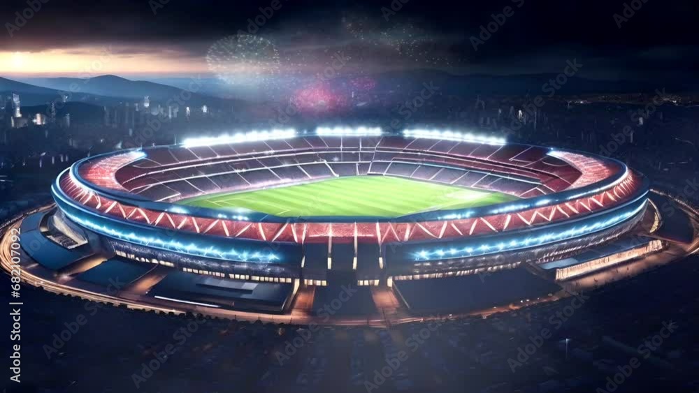 Vidéo Stock The magnificent football stadium arena is visible from afar ...