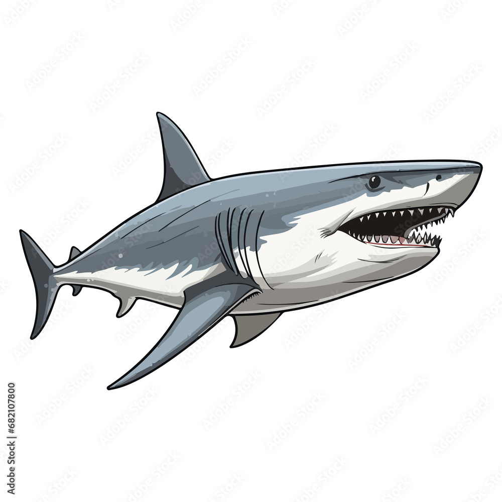 Megalodon animal in cartoon style on transparent background, Shark ...