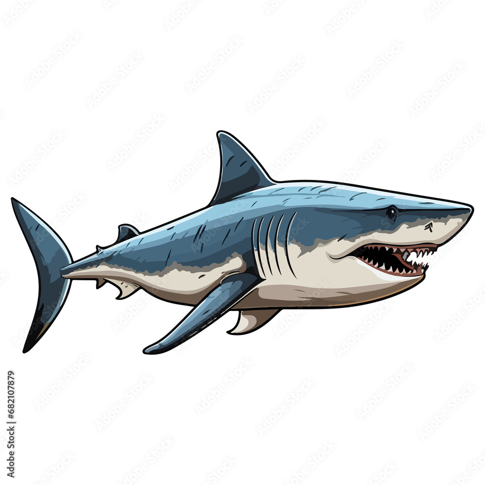 Megalodon animal in cartoon style on transparent background, Shark ...