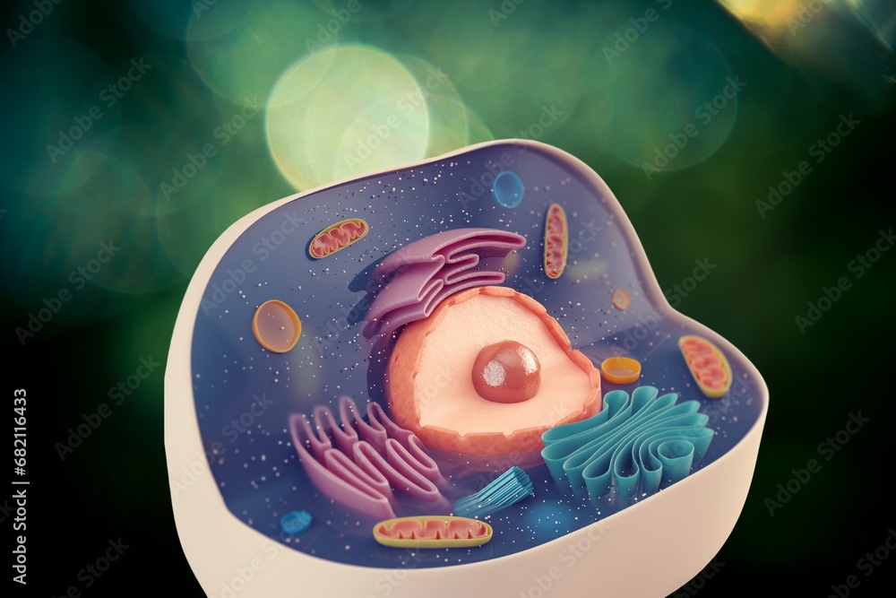 ภาพประกอบสต็อก animal cell Vector illustration of Internal structure ...