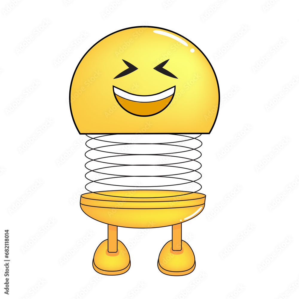 Vector illustration of spiral emoticon with body and legs. Laughing ...