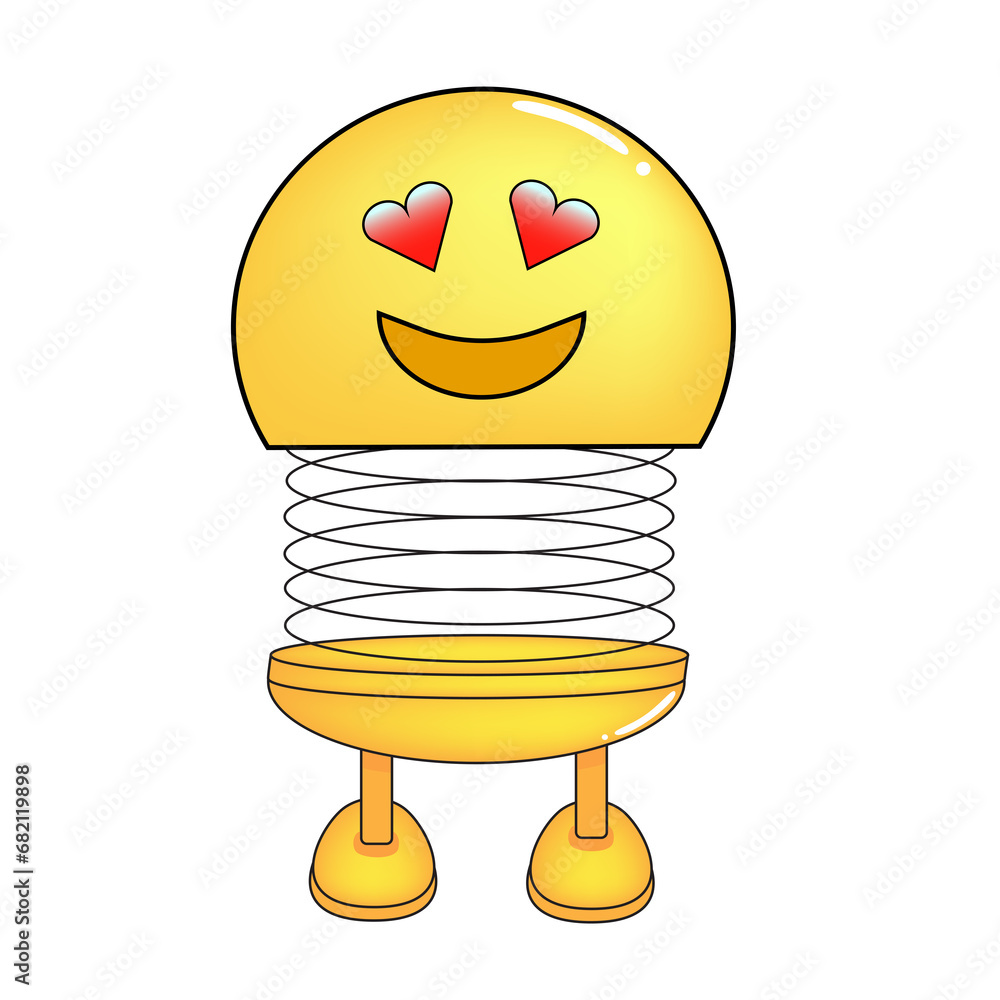 Vector illustration of spiral emoticon with body and legs. Love spiral ...