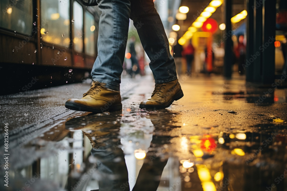 human with rain produces mesmerizing reflections on different surfaces ...