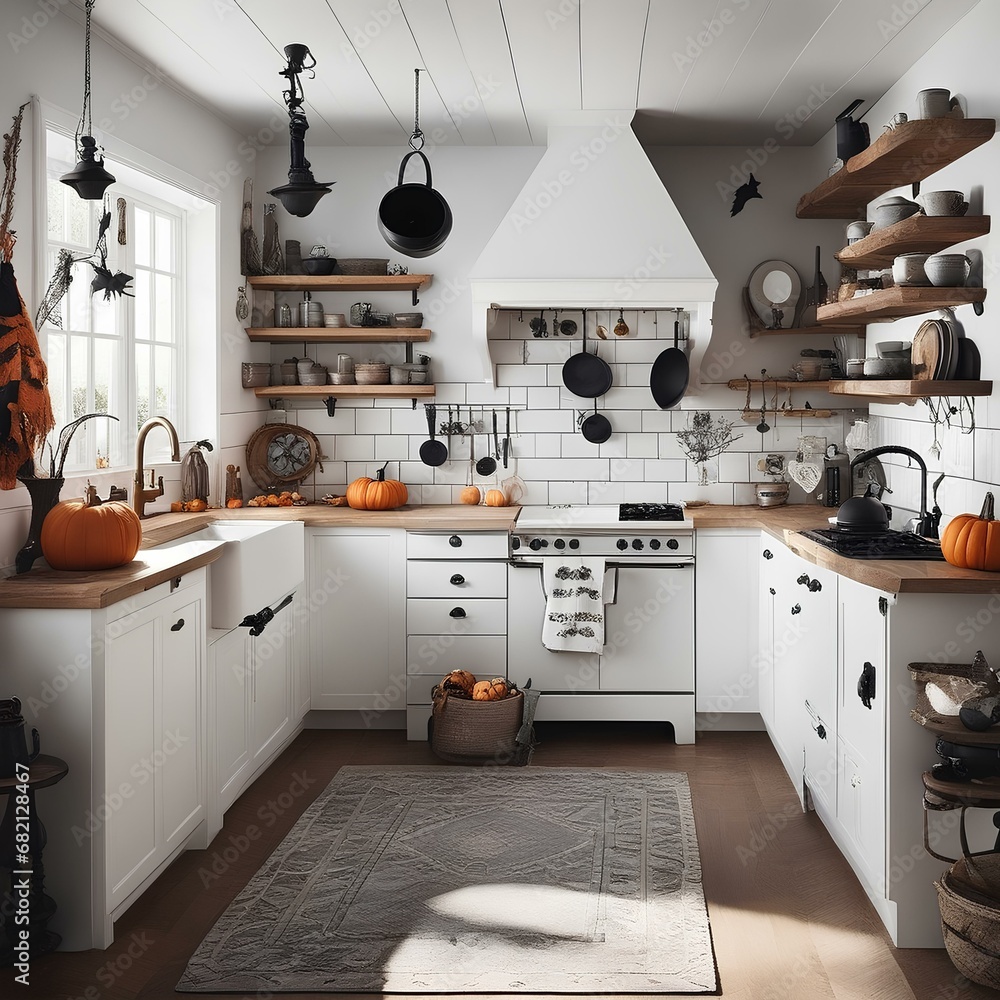 classic kitchen with cauldron inspired sink and a witchs brew coffee ...