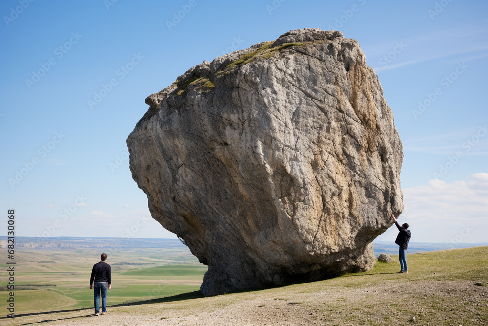 enormous dimensions and heaviness of a colossal rock serve as evidence ...