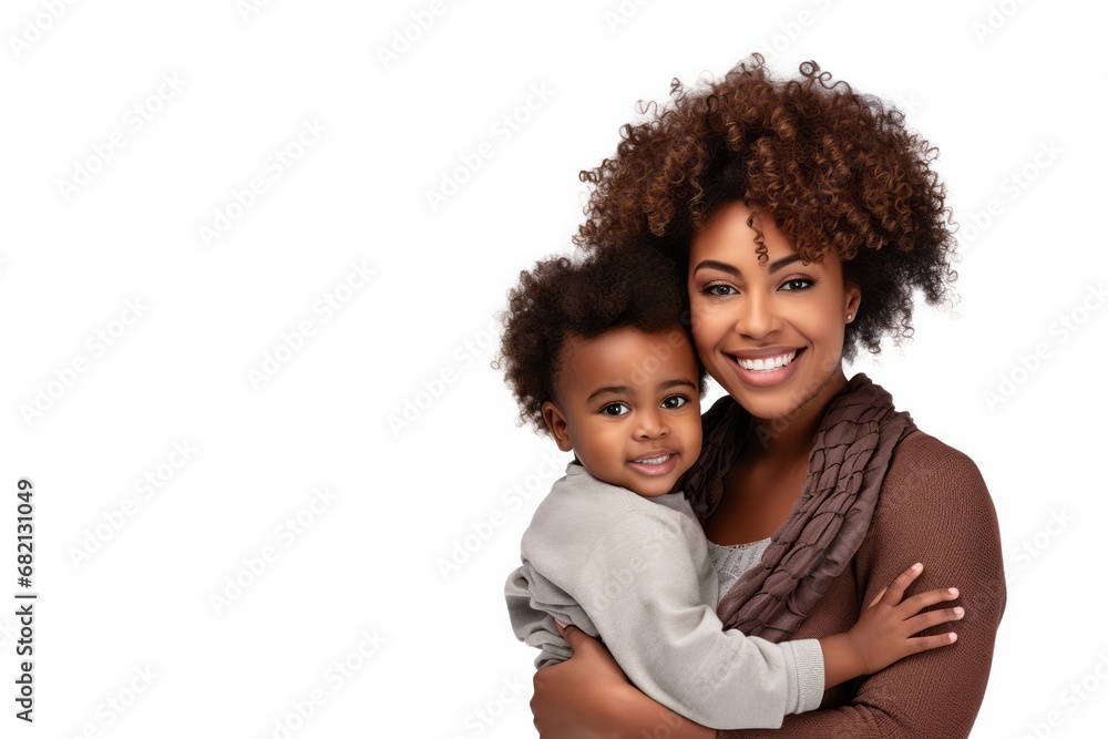 Maternal Love Positive Smiling Young African American Mother With Long