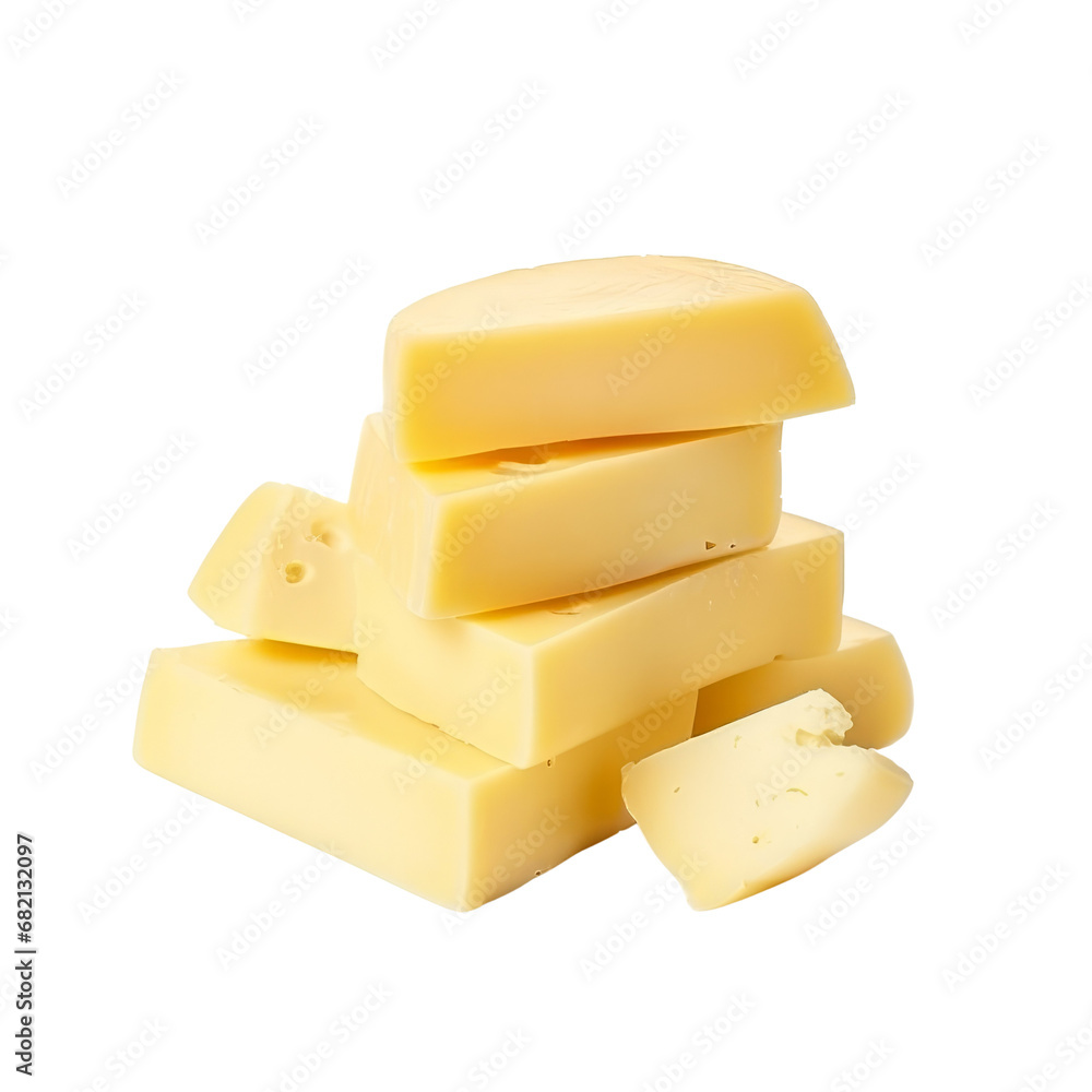 Vertical stack of yellow cheese blocks, creating a tower of dairy ...