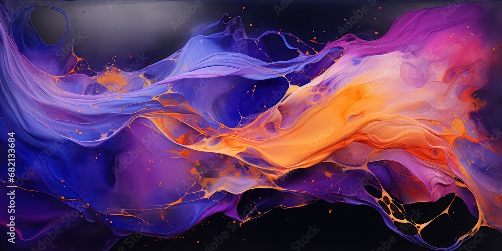 Style of wavy resin sheets with a color palette of dark violet and ...