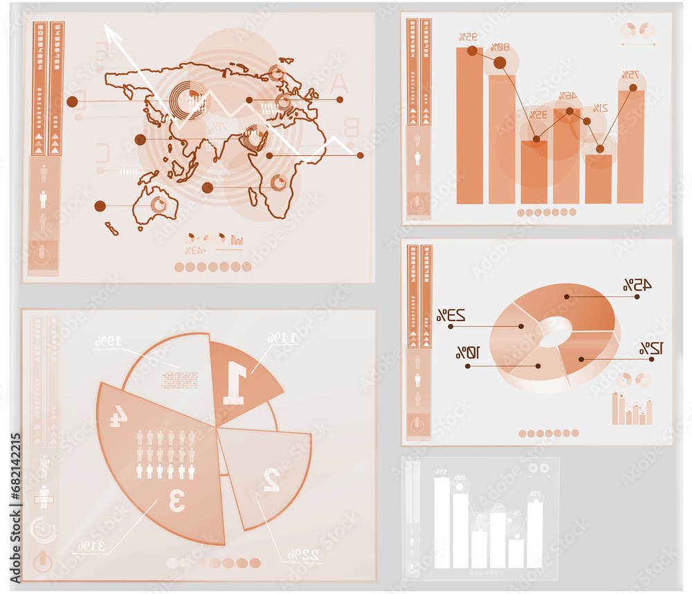Digital png illustration of screen with map and charts on transparent ...