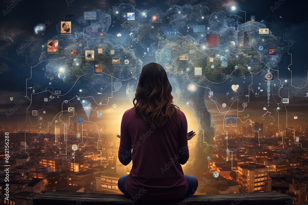 Illustration of a world where social media platforms foster meaningful ...