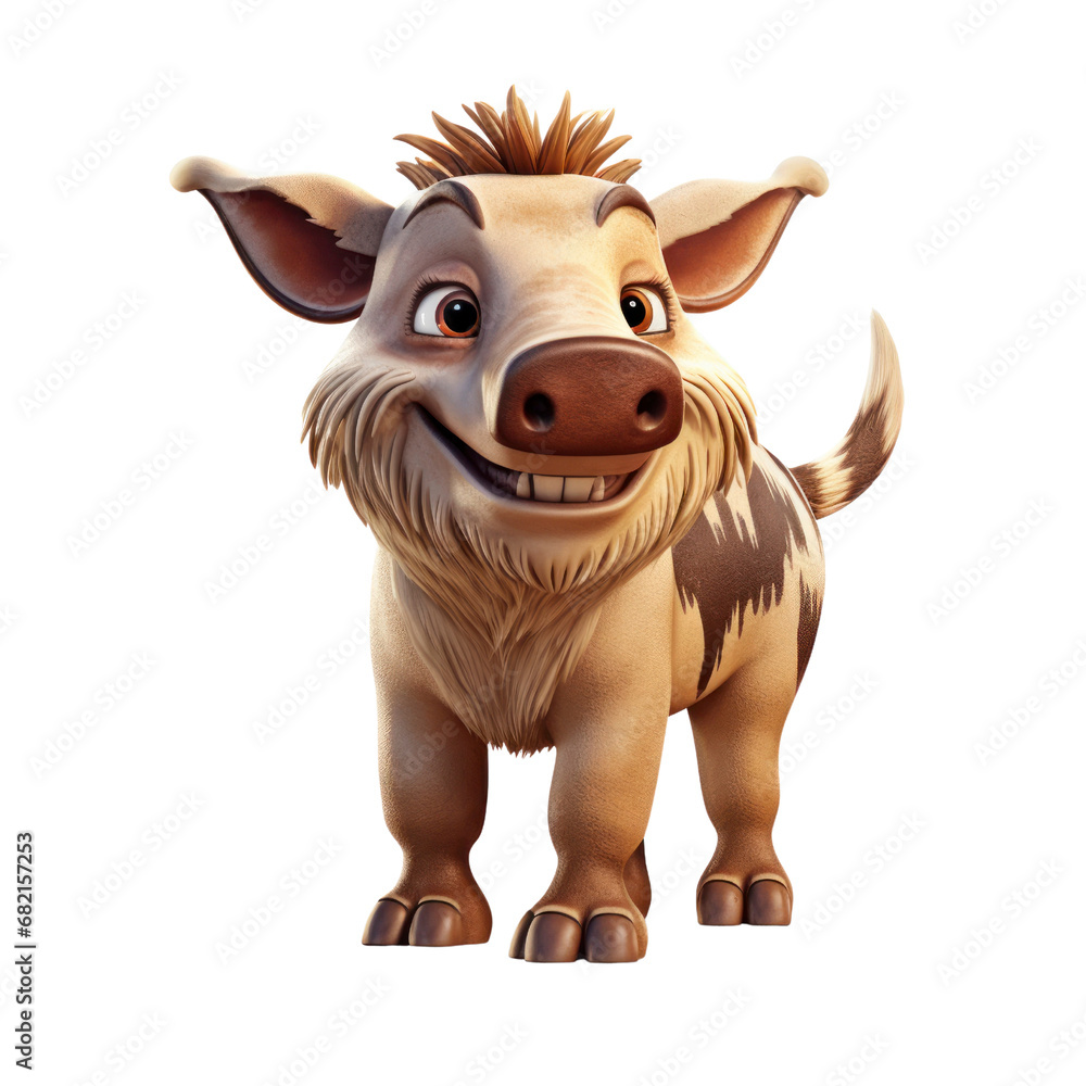 cute animated stylized Warthog on an isolated transparent background ...