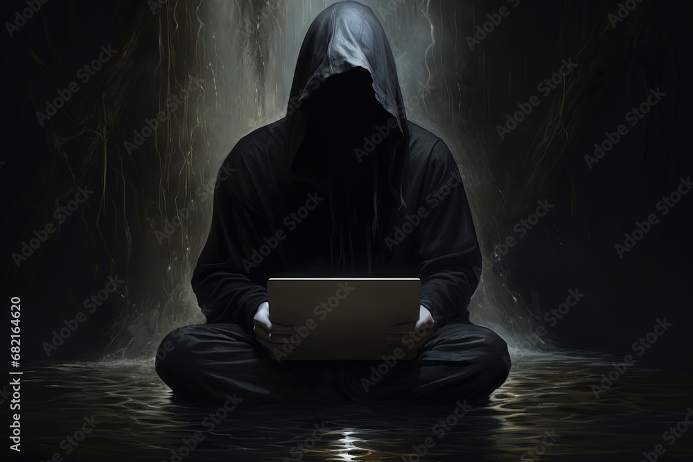 Deep web mysterious figure emerges from the depths of the internet, captivating audiences with ...