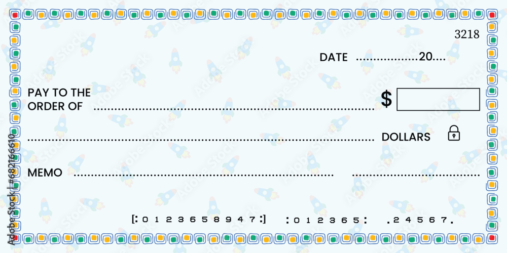 blank cheque Templates for Kids, chequebooks for kids, colorful border ...