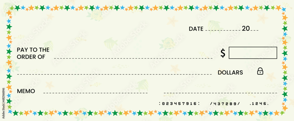 blank cheque Templates for Kids, chequebooks for kids, colorful border ...