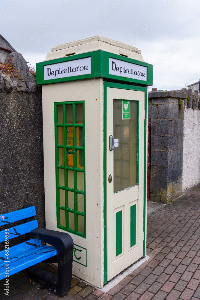 Old Irish telephone box which has been converted into a safe storage ...